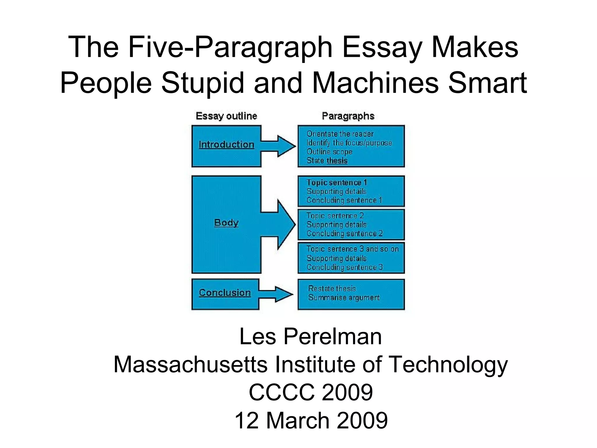 The 5-paragrarph essay makes people stupid and machines smart | PPT