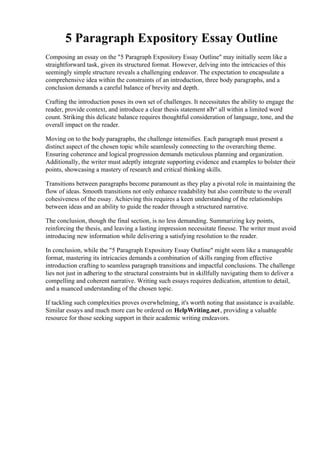 5 Paragraph Expository Essay Outline | PDF