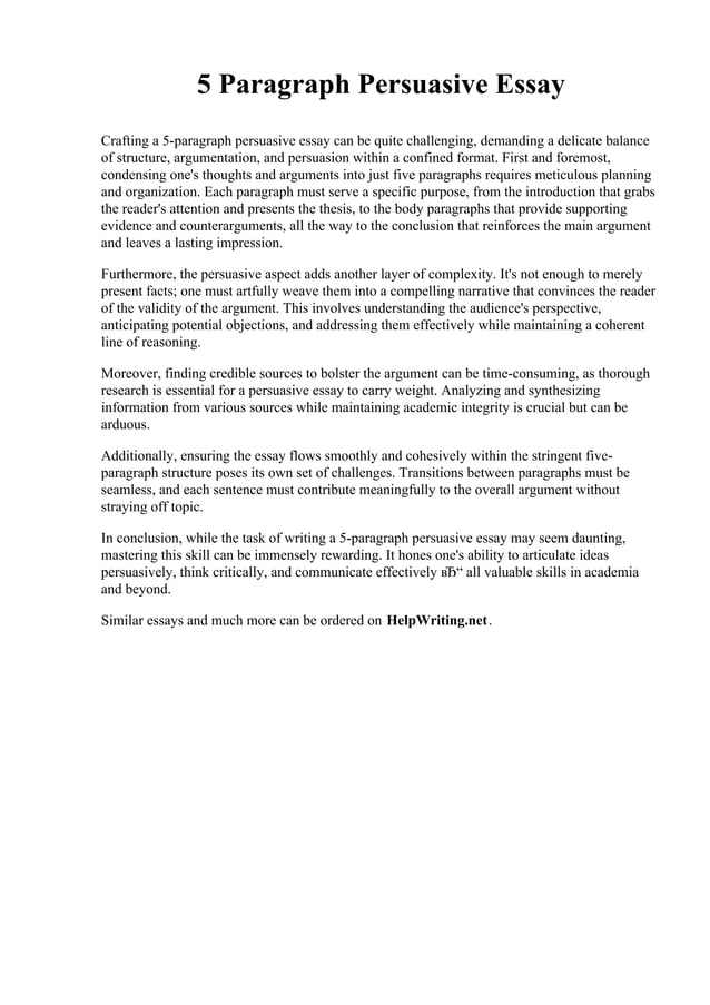 5 Paragraph Persuasive Essay. Cornerstone University | PDF