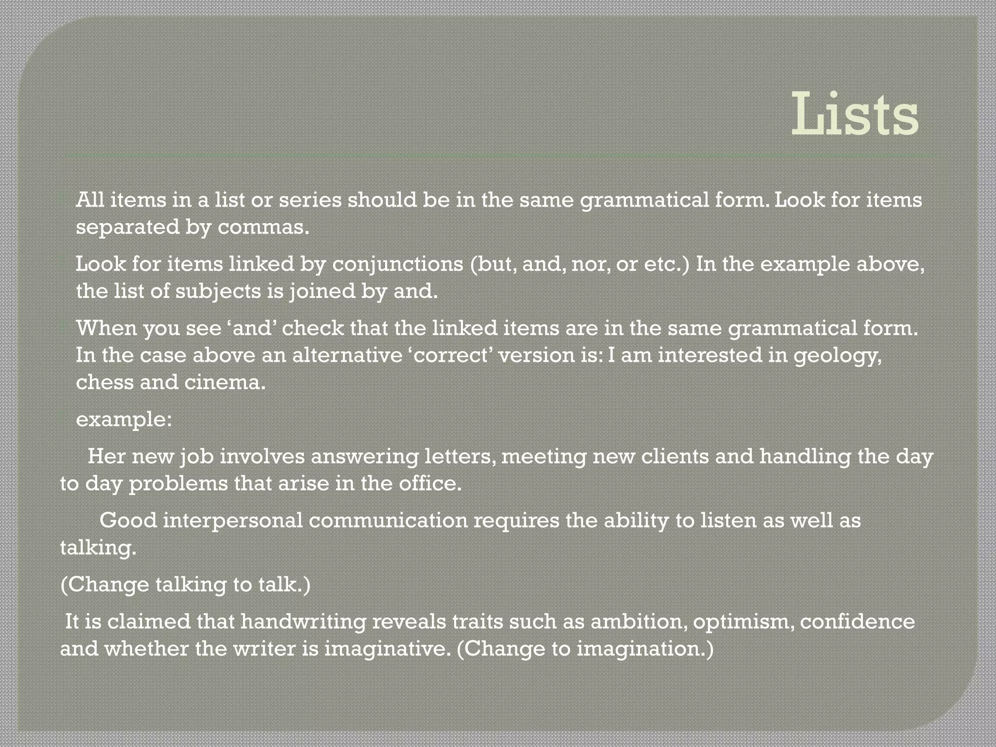 Parallelism in English Grammar. | PPT