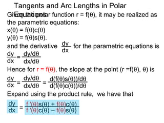 5 parametric equations, tangents and curve lengths in polar coordinates ...