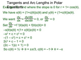 5 parametric equations, tangents and curve lengths in polar coordinates ...