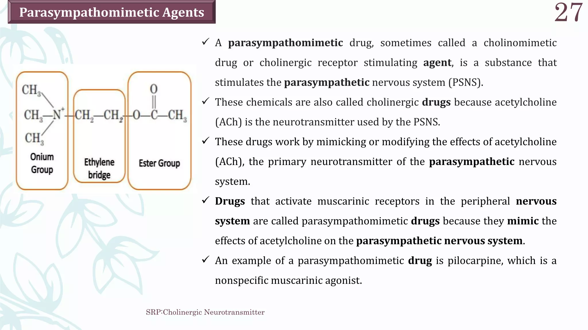 UNIT III_cholinergic neurotransmitter agonist | PPTX