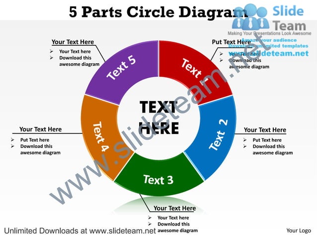 5 parts circle diagram ppt slides presentation diagrams templates | PDF ...