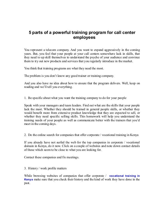 5 parts of a powerful training program for call center employees