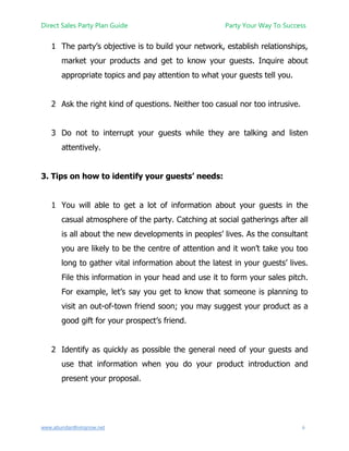 Party your way to success sample | PDF | Home Entertaining | Home & Garden