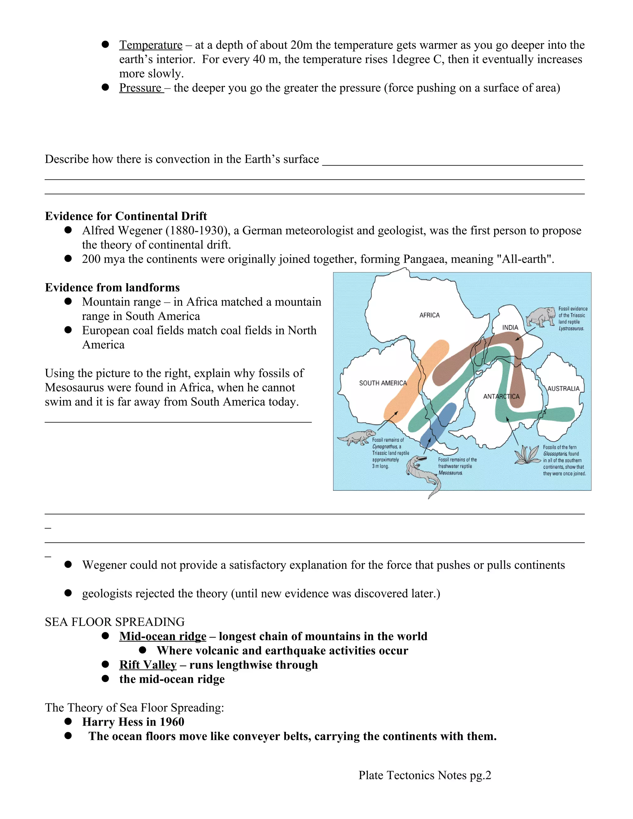Earth Science. Geosphere, Plate Tectonic Notes | DOC