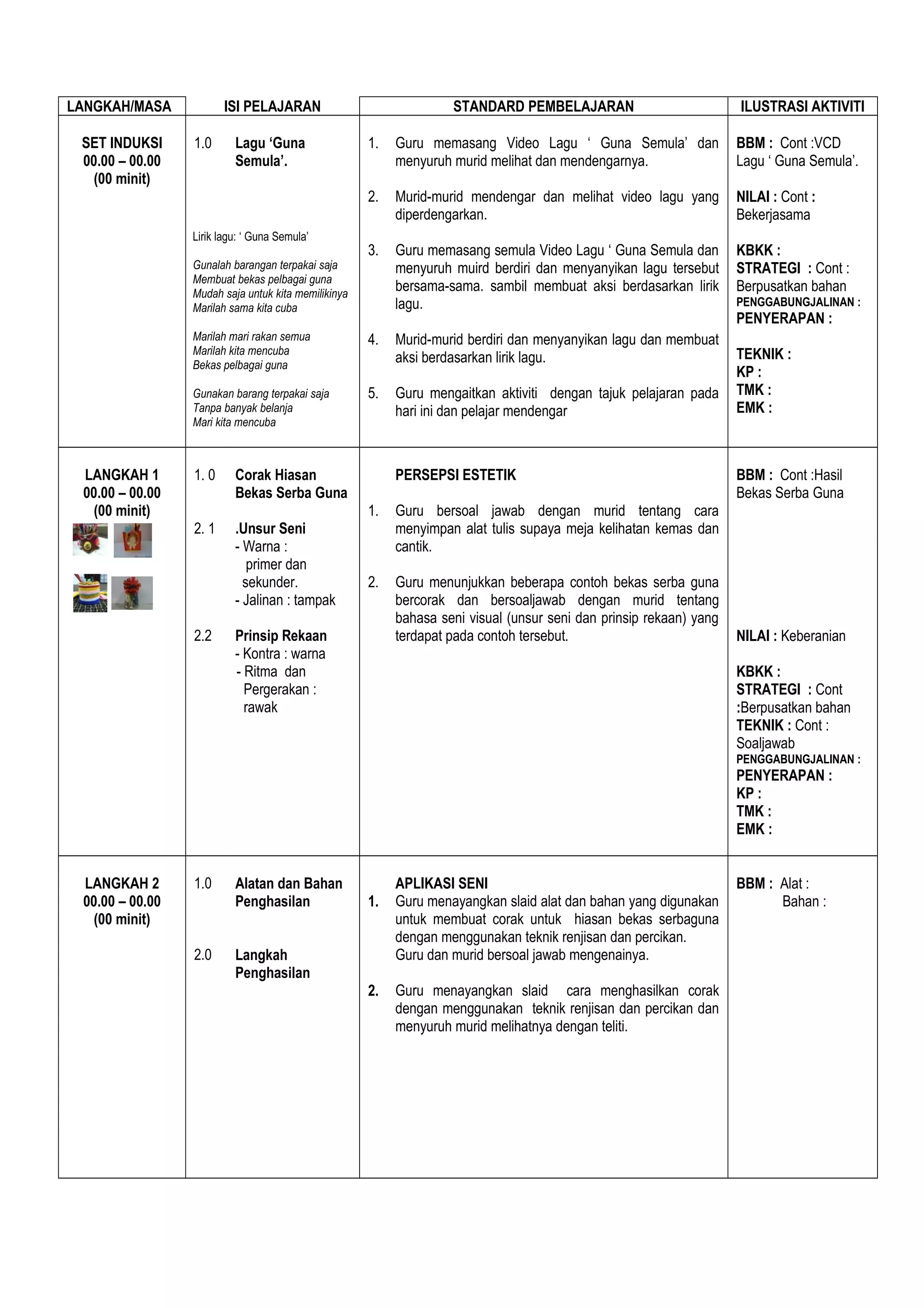 Rph kssr contoh seni topeng | PDF