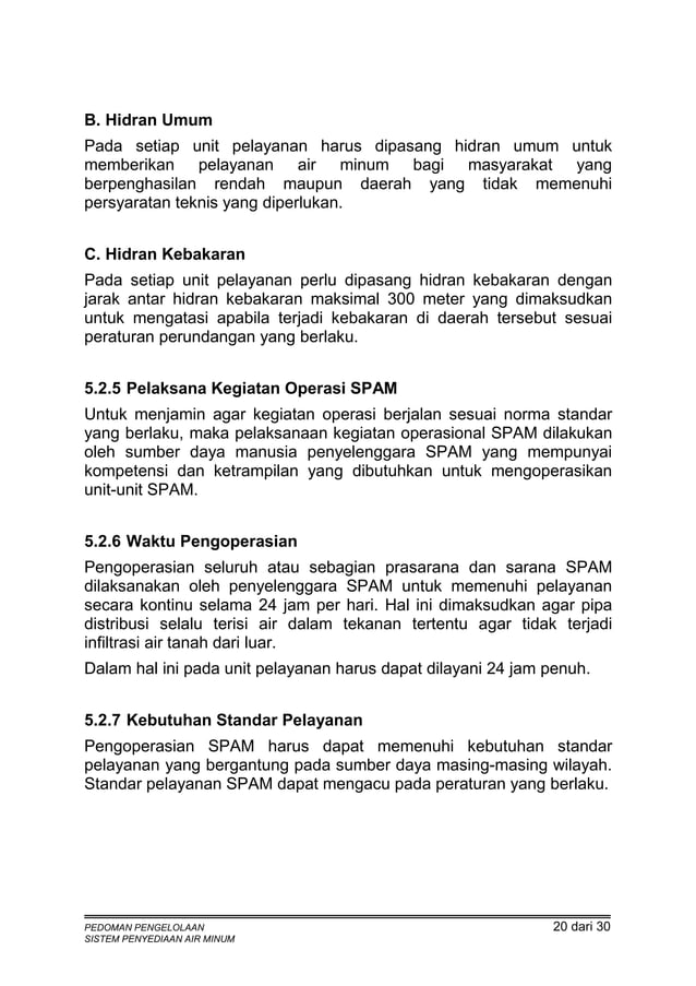 Pedoman Pengelolaan Sistem Penyediaan Air Minum | PDF