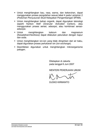 Pedoman Pengelolaan Sistem Penyediaan Air Minum | PDF