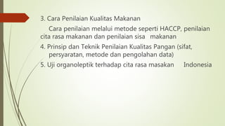 Penilaian Makanan terhadap Cita Rasa Indonesia | PPTX