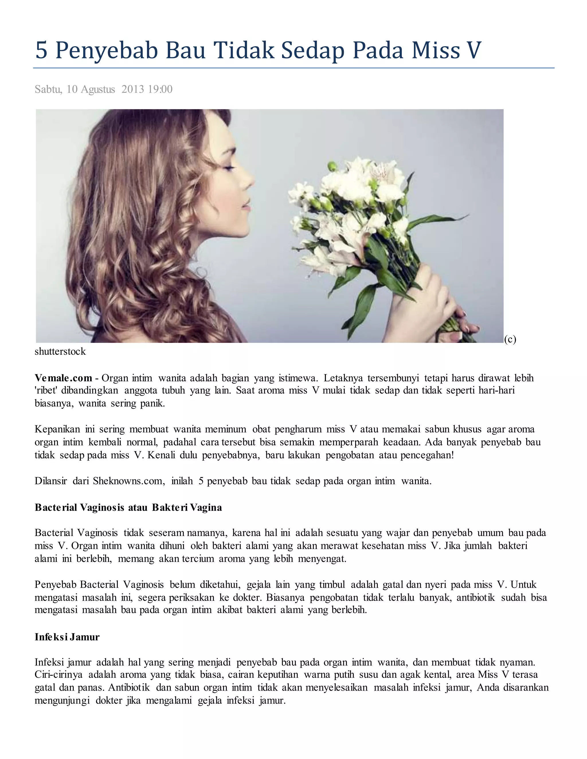 5 penyebab bau tidak sedap pada miss v | DOCX