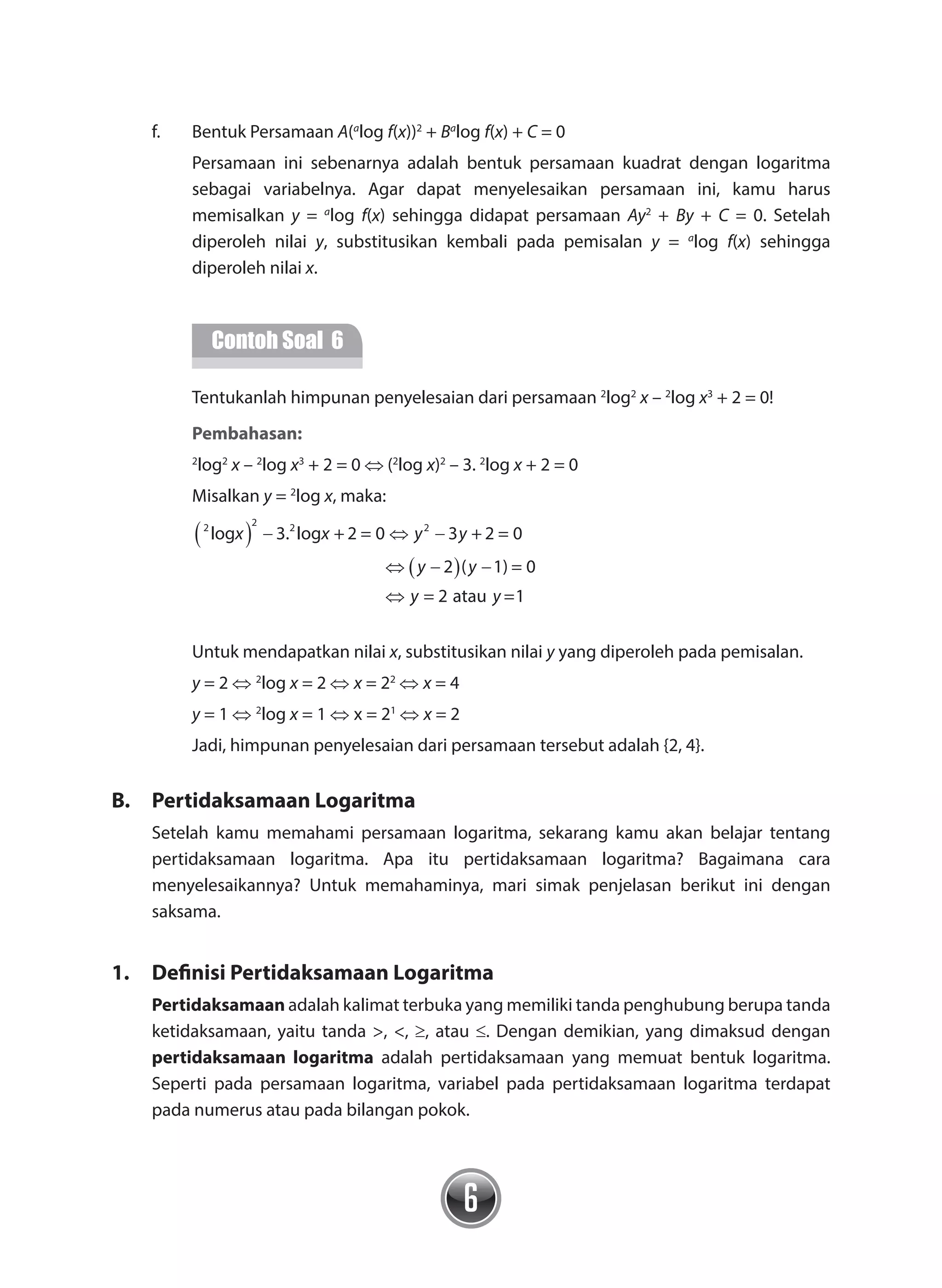 5 persamaan dan pertidaksamaan logaritma | PDF