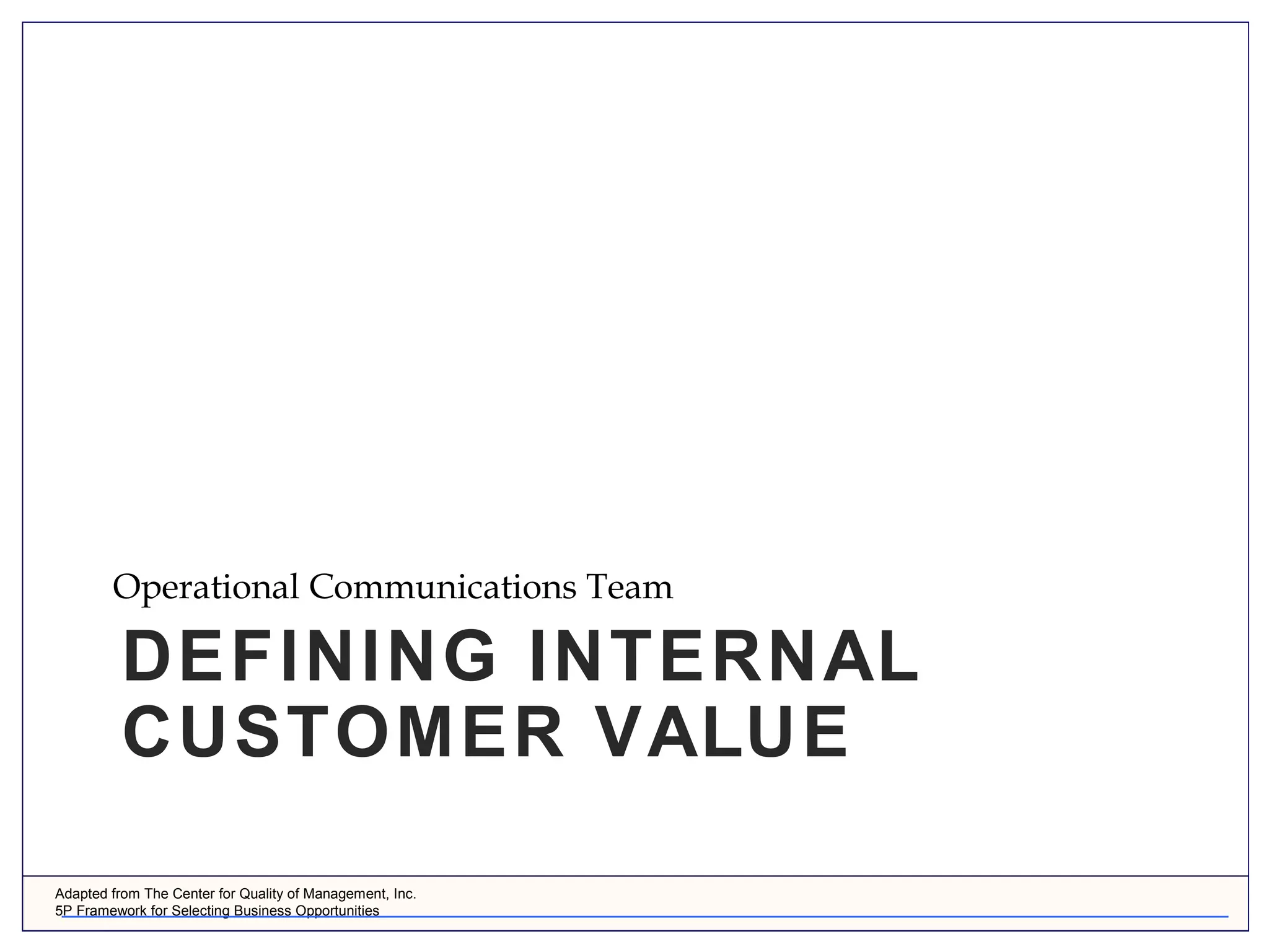 Defining internal customer value | PPT