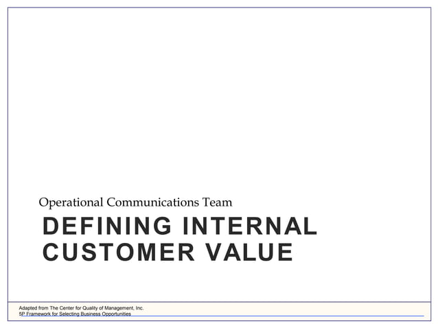 Defining internal customer value | PPT | Business | Business and Finance