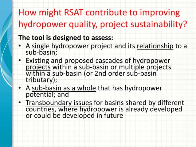 Rapid Sustainability Assessment Tool-RSAT | PPT