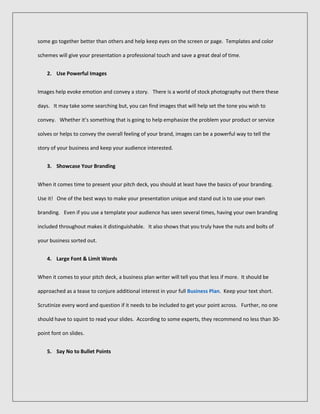 5 pitch deck design tips from a business plan writer | PDF