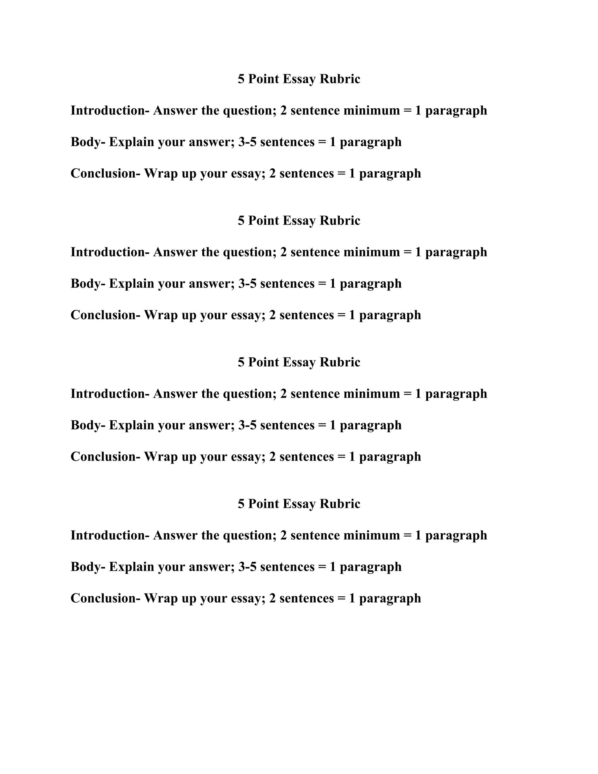 5 Point Essay Rubric | DOC