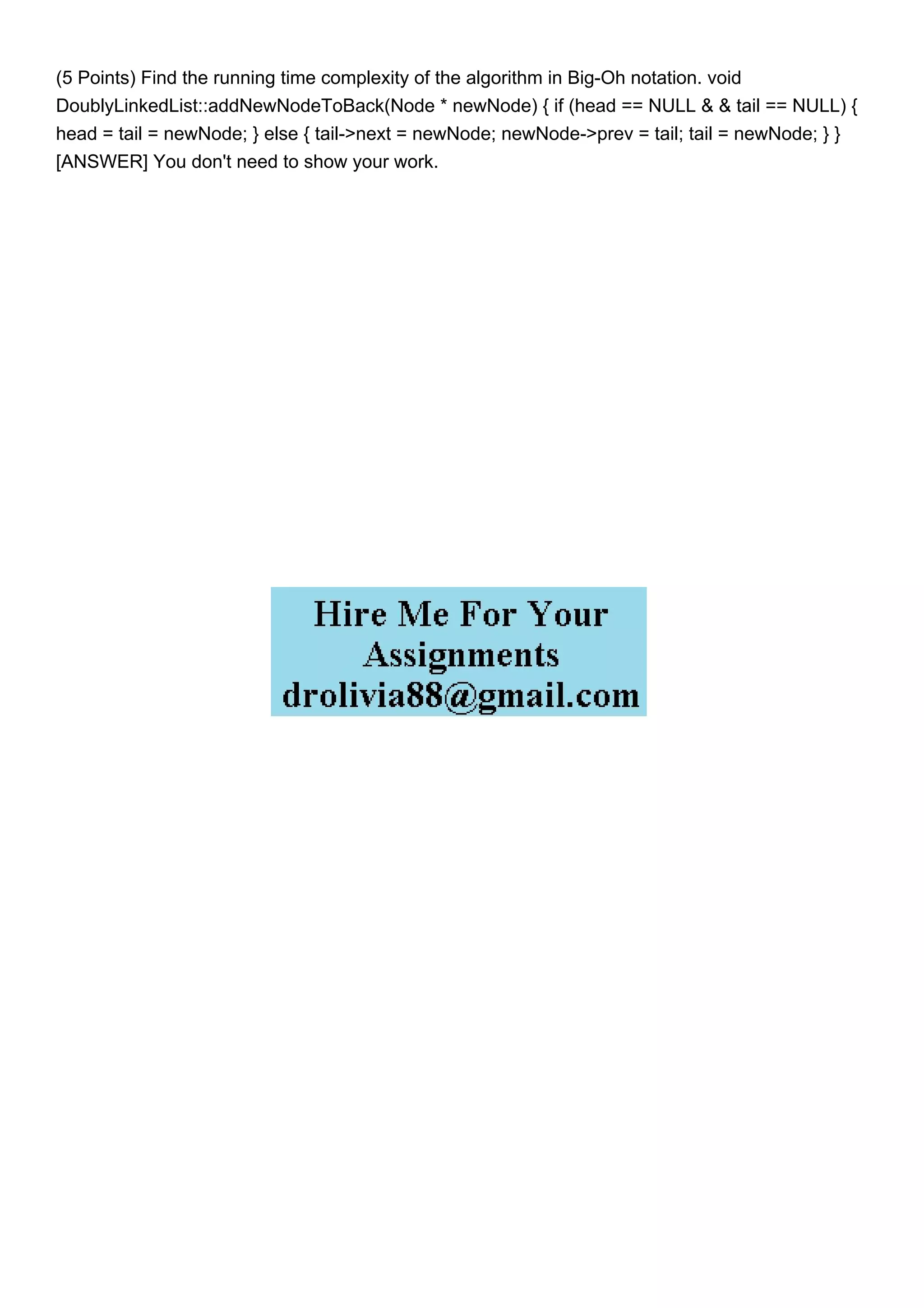 5 Points Find the running time complexity of the algorithm.pdf | Free ...