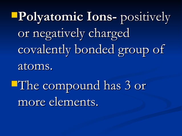 5 polyatomic ion compounds | PPT | Chemistry | Science