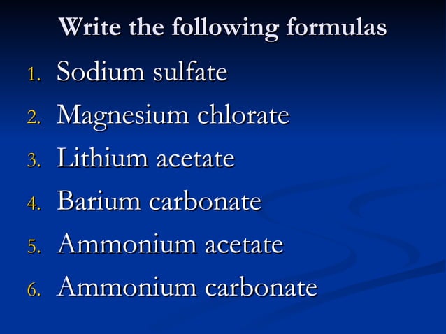 5 polyatomic ion compounds | PPT | Chemistry | Science