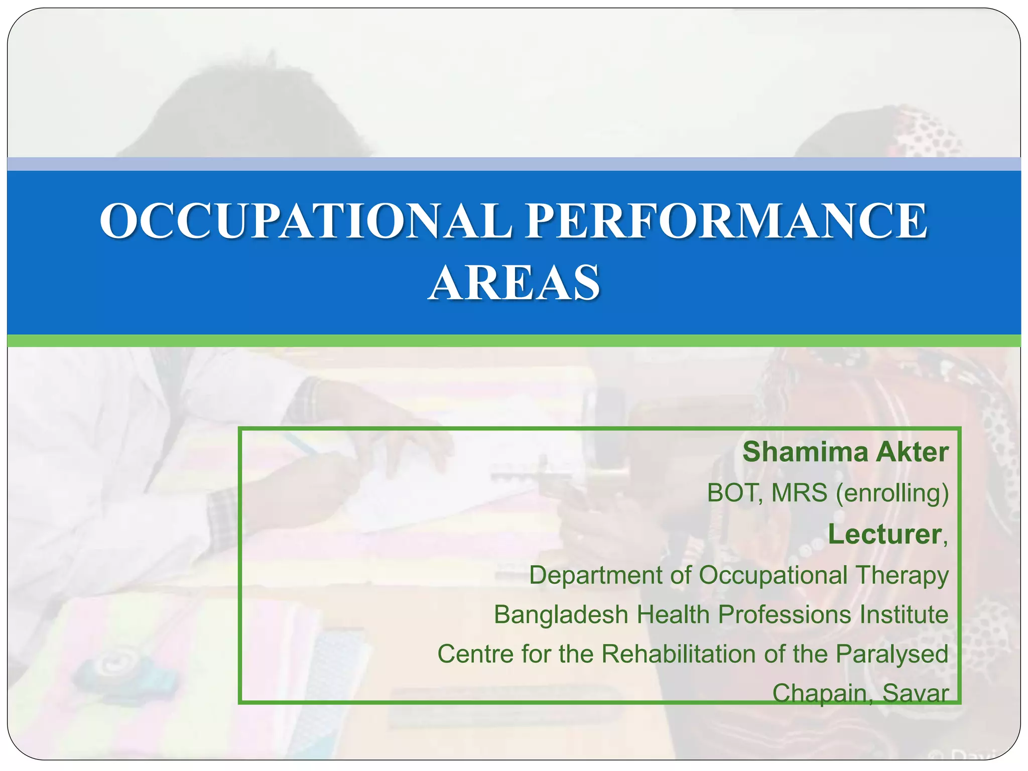 Occupational performance area | PPTX