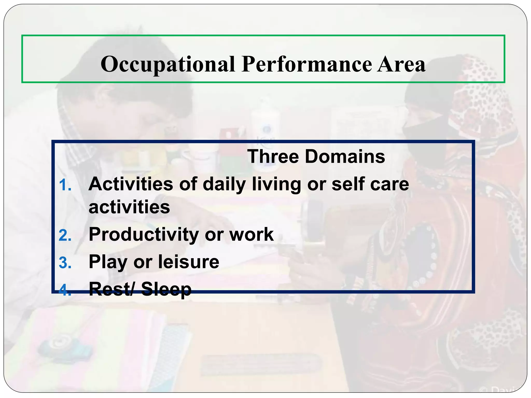 Occupational performance area | PPTX