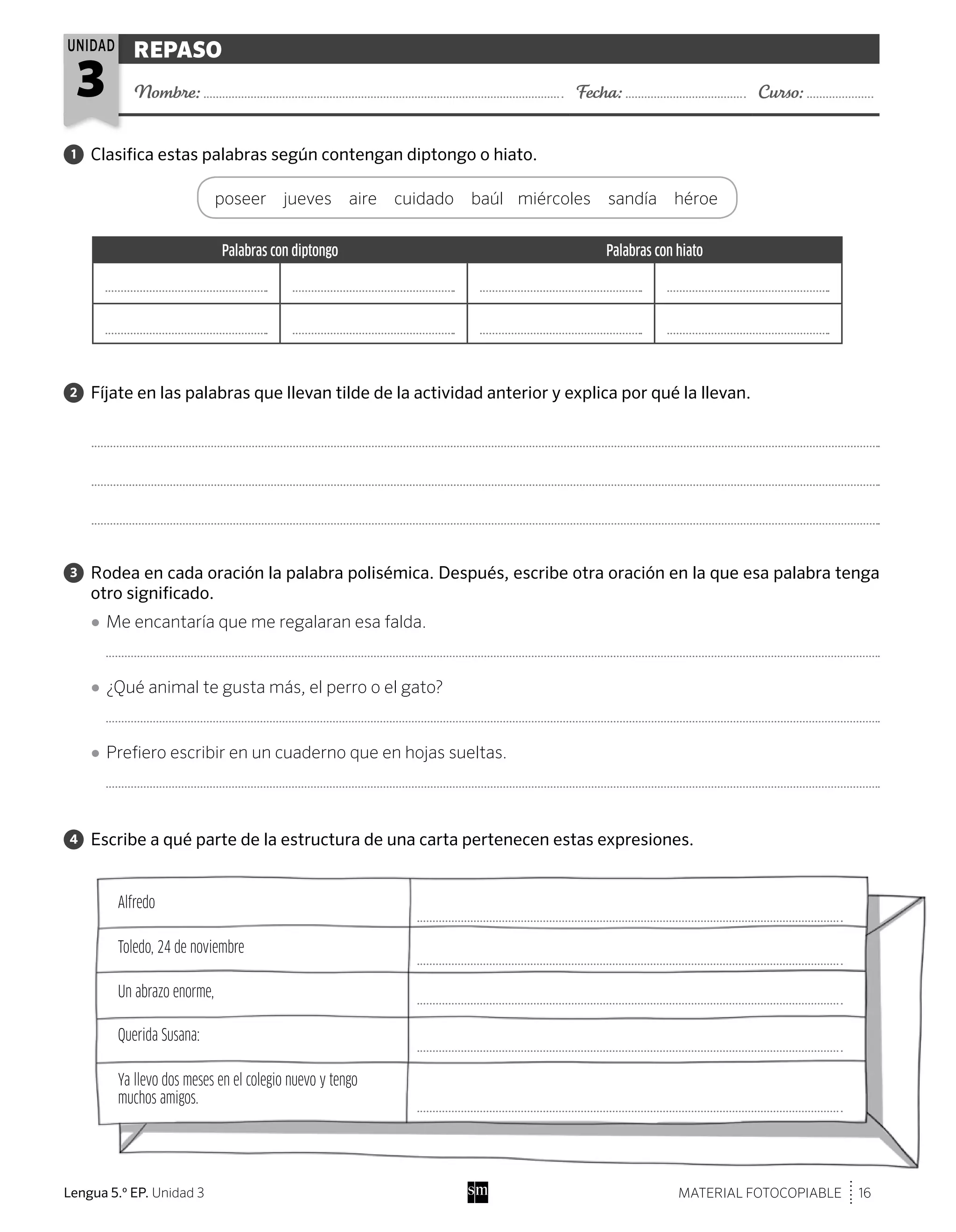5º primaria lengua refuerzo repaso y ampliación | PDF