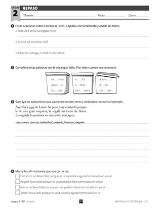 5º primaria lengua refuerzo repaso y ampliación | PDF