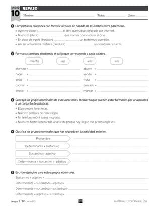5º primaria lengua refuerzo repaso y ampliación | PDF