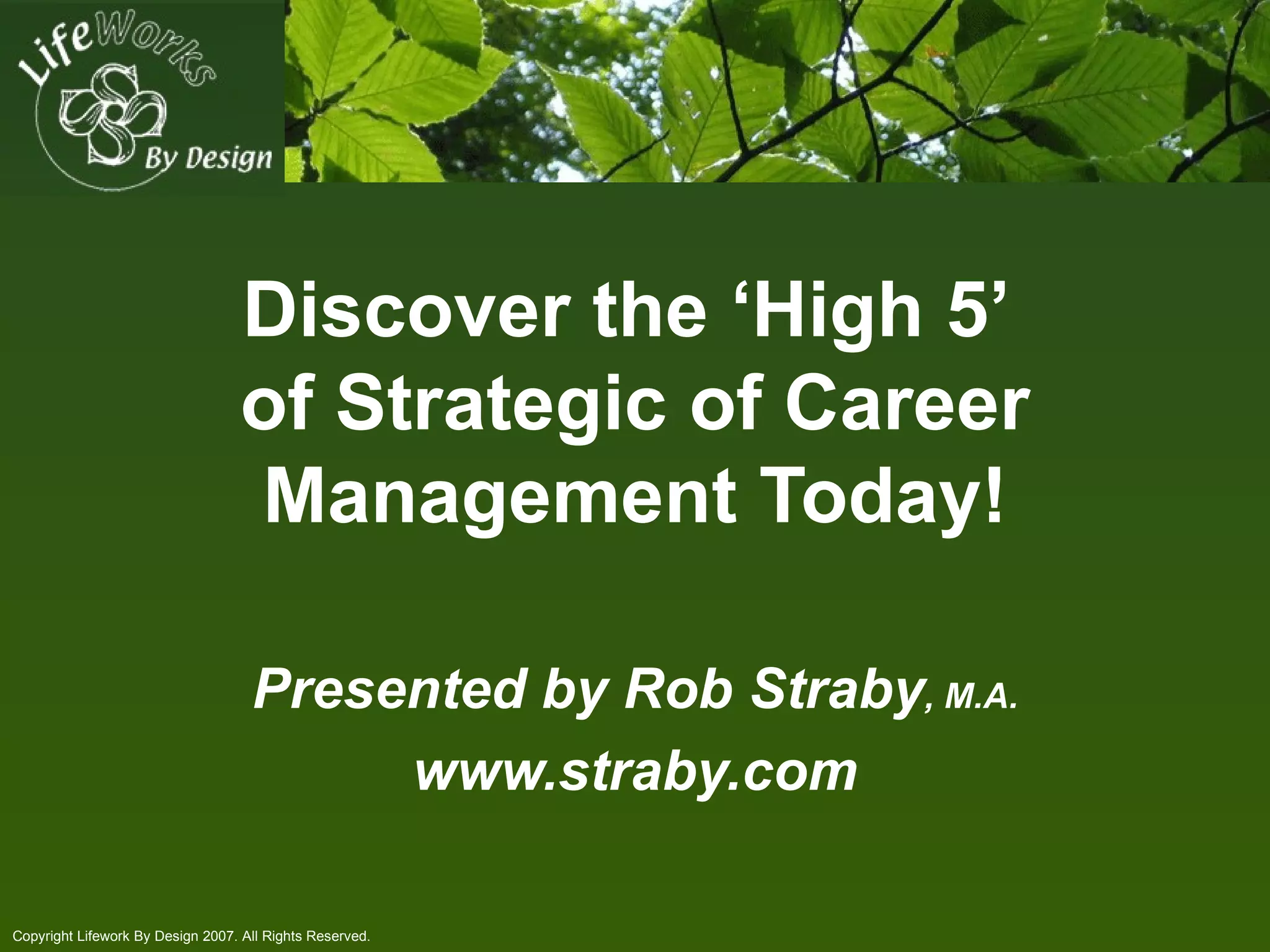 5 Principles Of Career Management | PPT