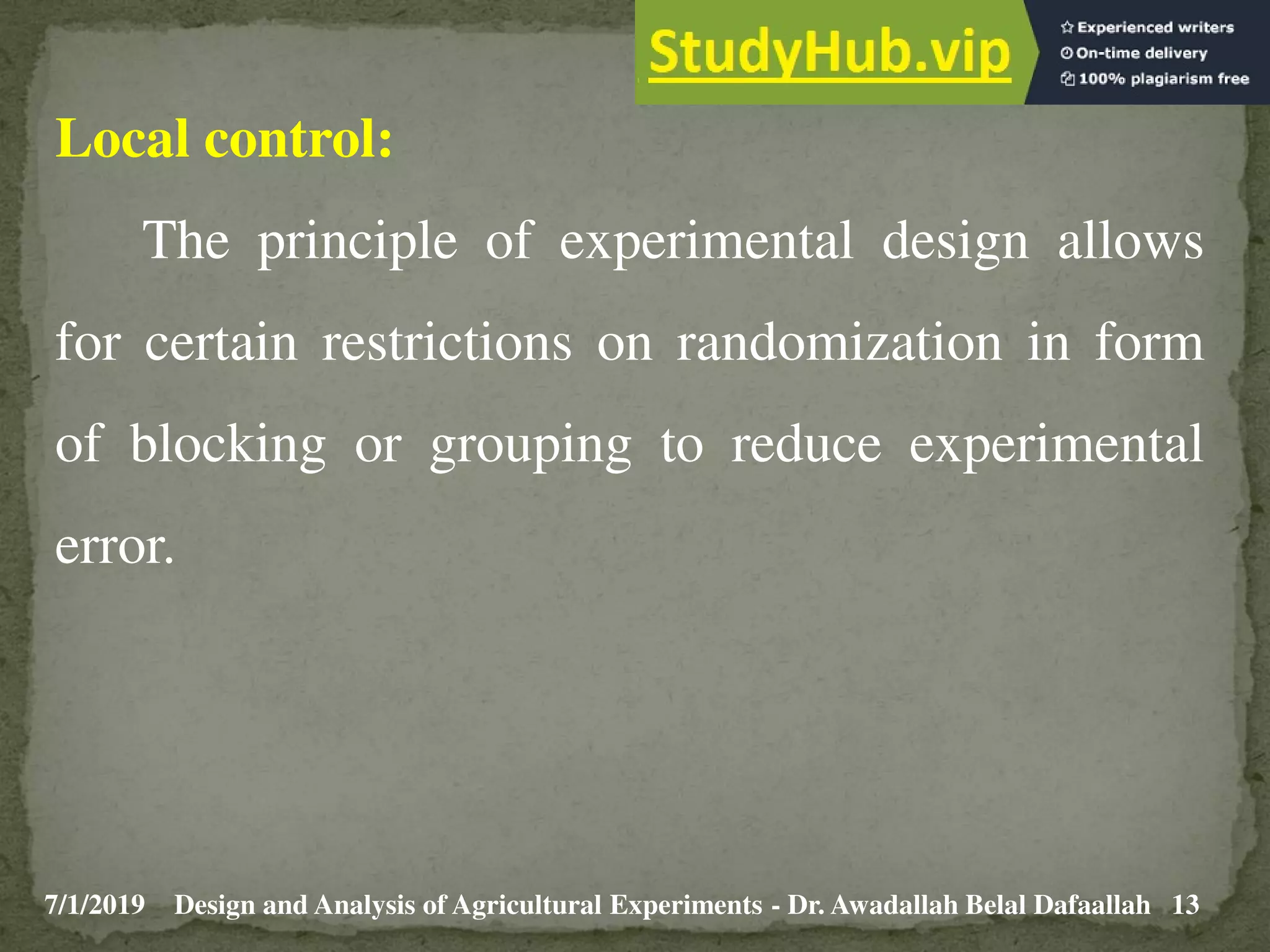 5 Principles Of Experimental Designs And Analysis Pdf