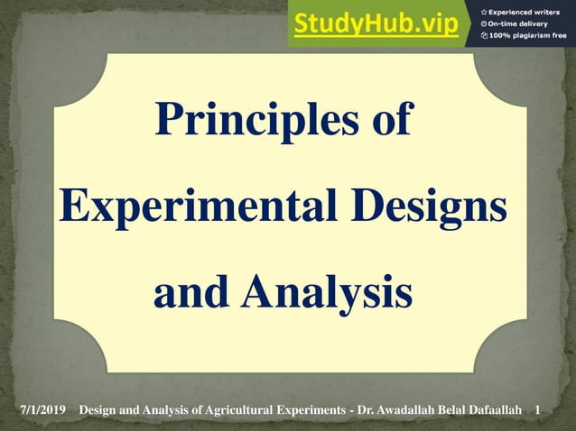 5 Principles Of Experimental Designs And Analysis | PDF