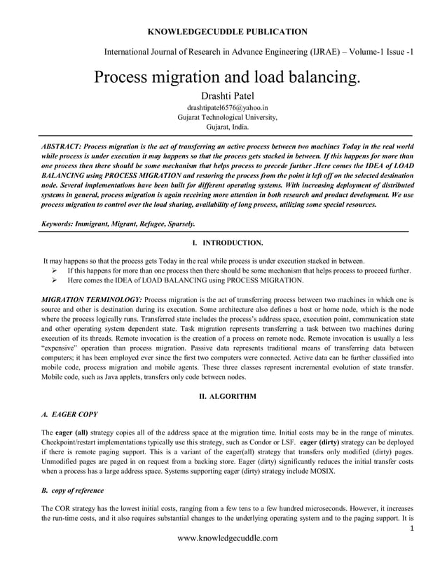 Process migration and load balancing | PDF