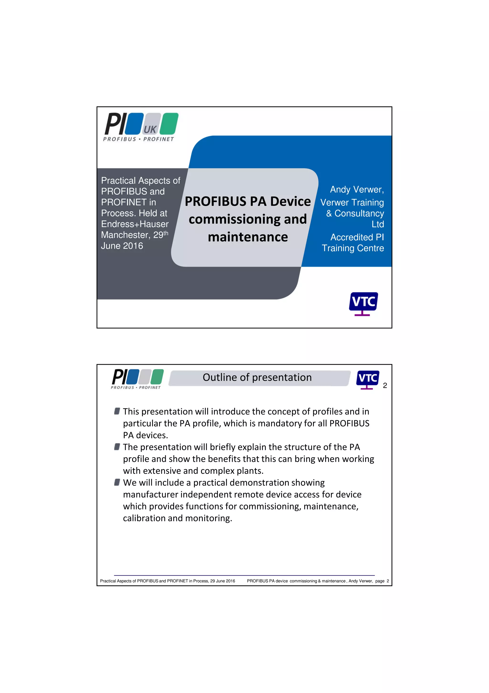 Profibus PA device commissioning and maintenance - Andy Verwer | PDF | Computer Peripherals ...