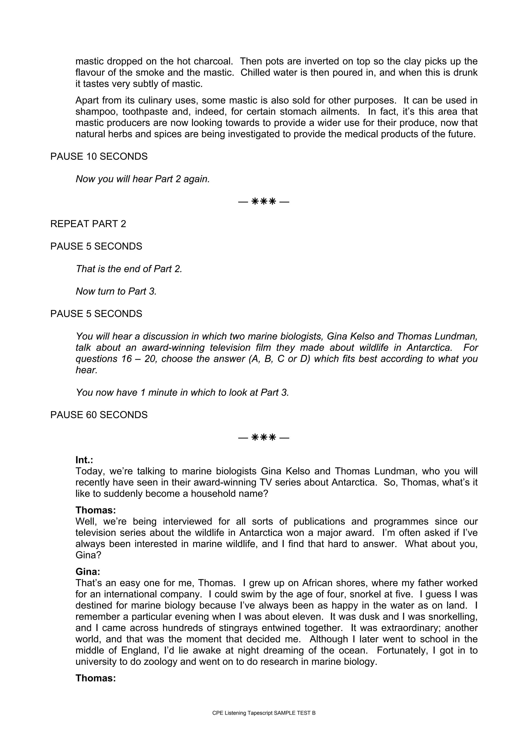 5 proficiency 2013 listening test script | PDF