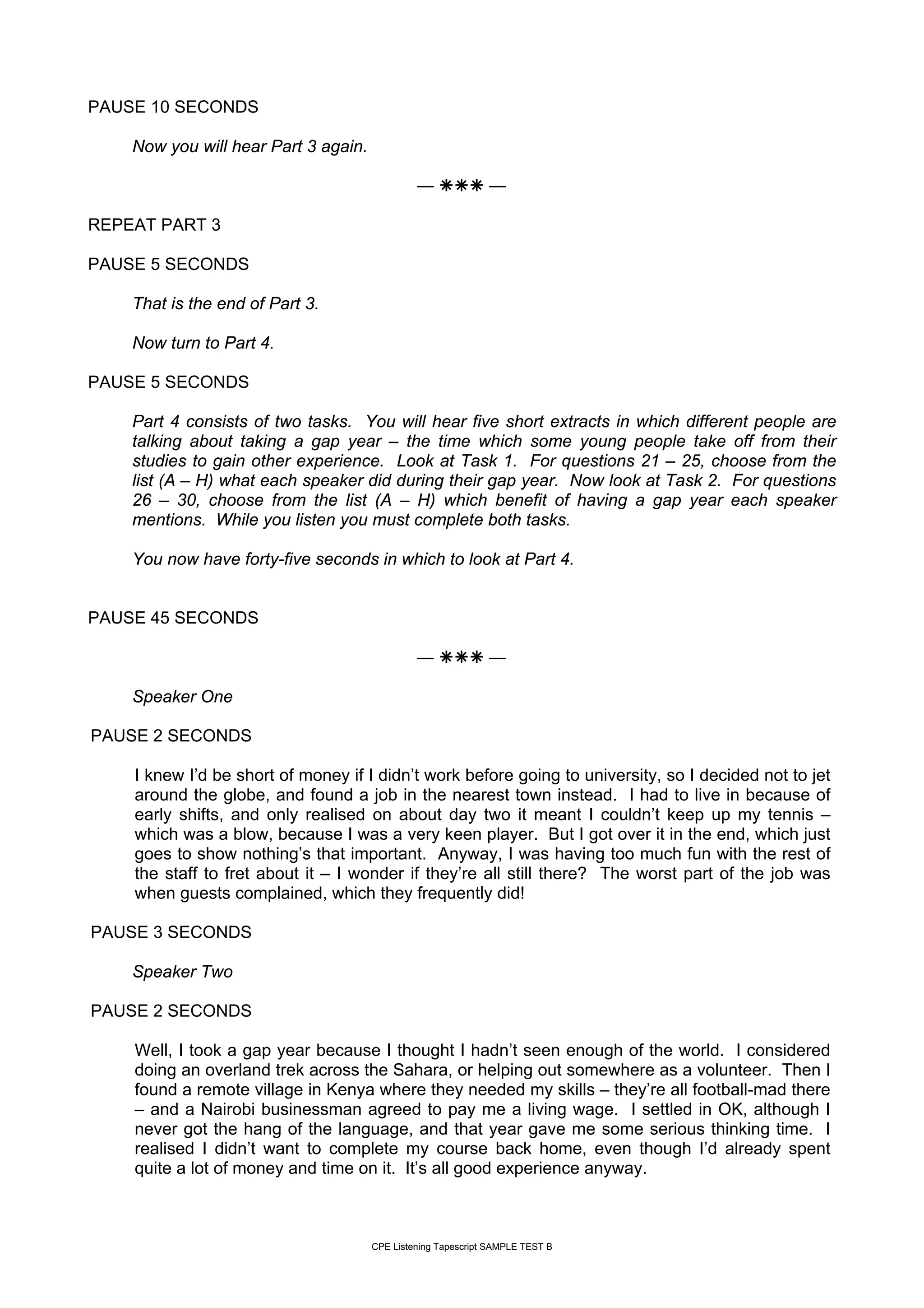 5 proficiency 2013 listening test script | PDF