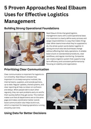 5 Proven Approaches Neal Elbaum Uses for Effective Logistics Management ...