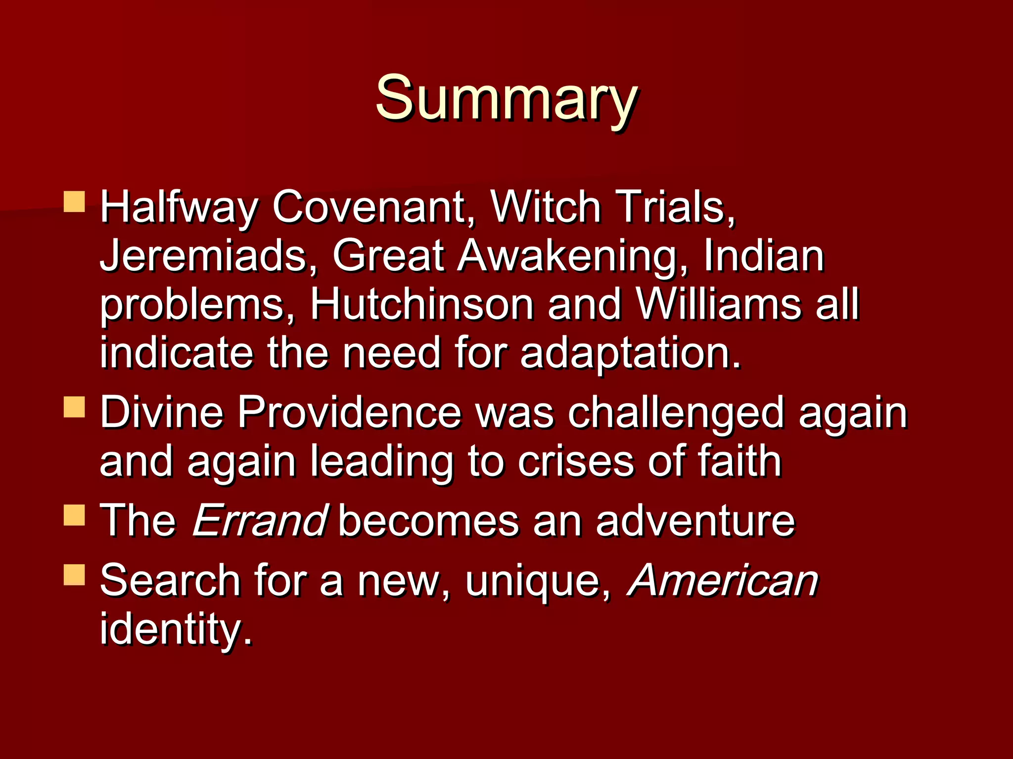 Puritans in American Religious History | PPT