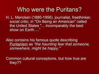 Puritans in American Religious History | PPT