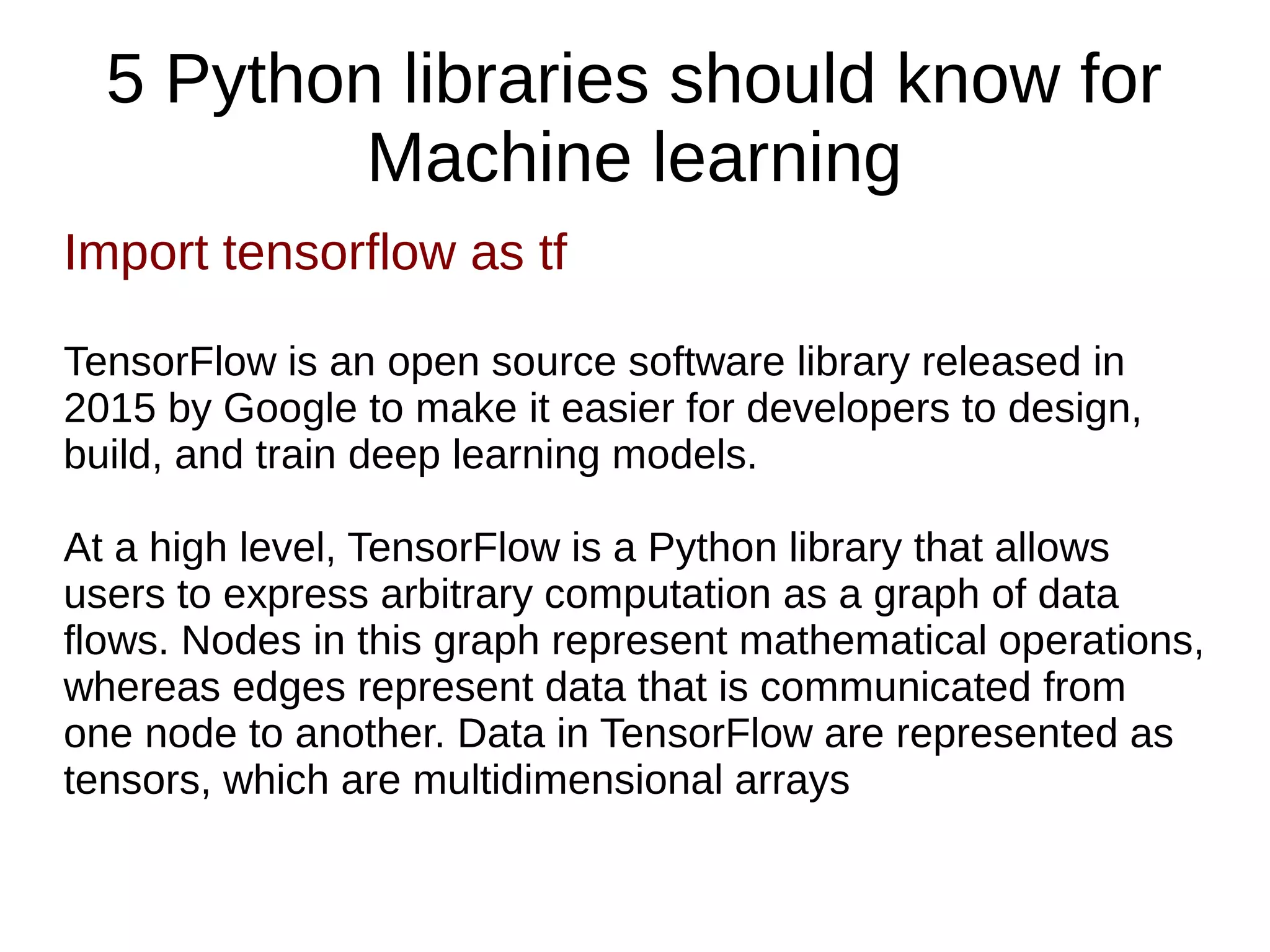 Five python libraries should know for machine learning | PPT