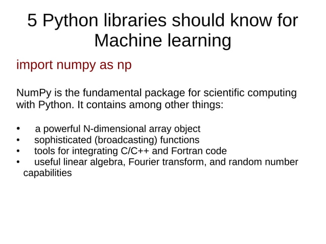 Five python libraries should know for machine learning | ODP ...