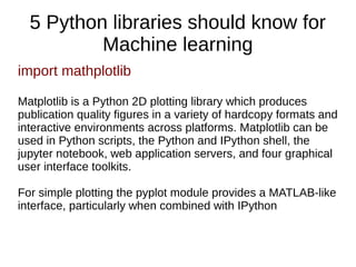 Five python libraries should know for machine learning | PPT