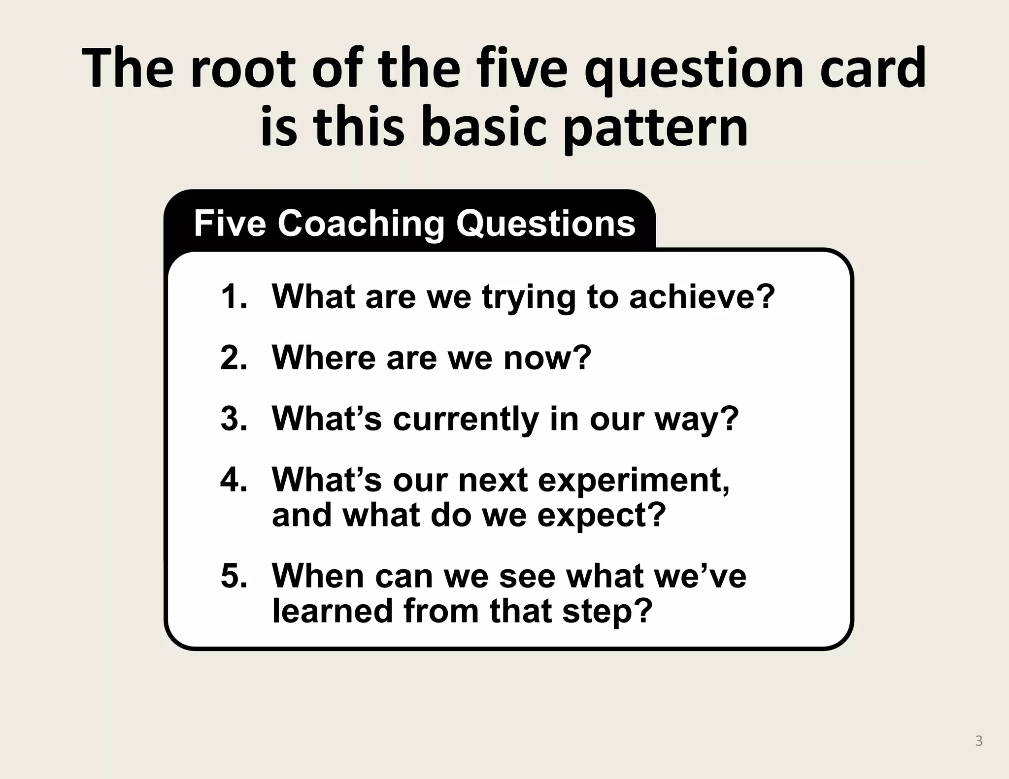 Toyota Kata Five Question Card | PPTX