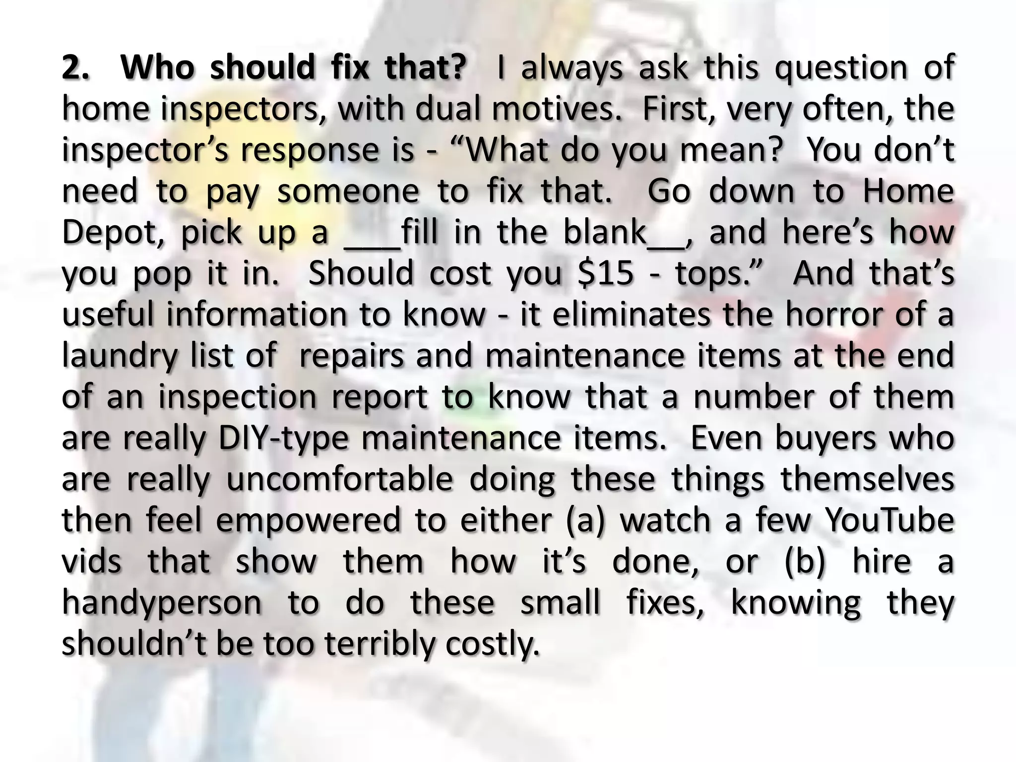5 questions to ask your home inspector | PPT