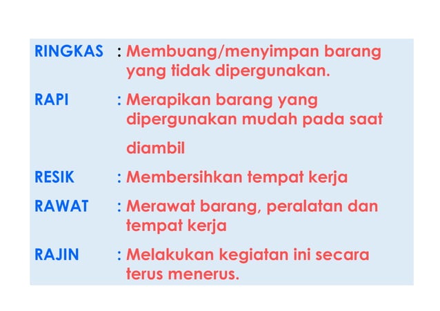 Materi 5 R Di area kerja site kantor dll | PPT