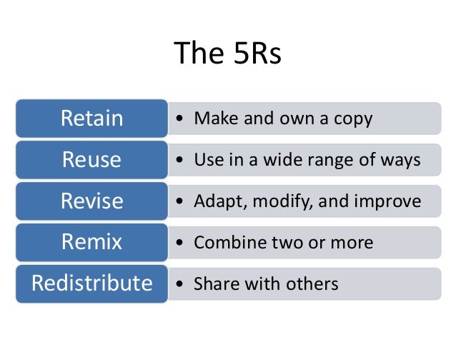 5R Open Course Design Framework, Fall 2015 version