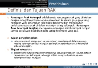 Rancangan Acak Kelompok (RAK) | PPTX