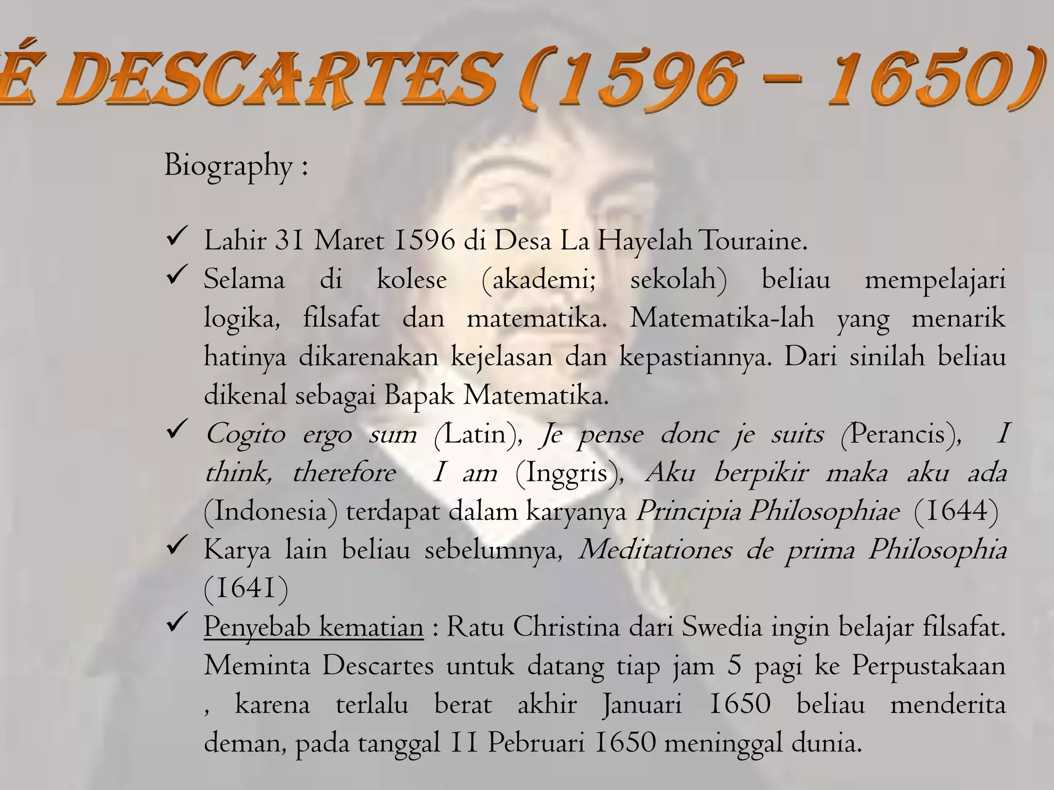 Rasionalisme dan Rene Descartes | PPTX