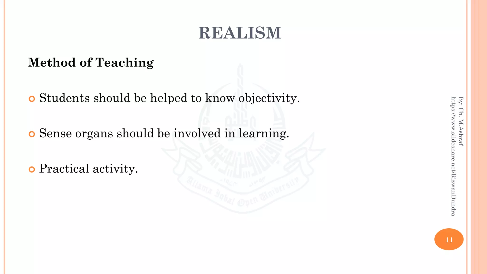 REALISM in Philosophy of Education | PDF